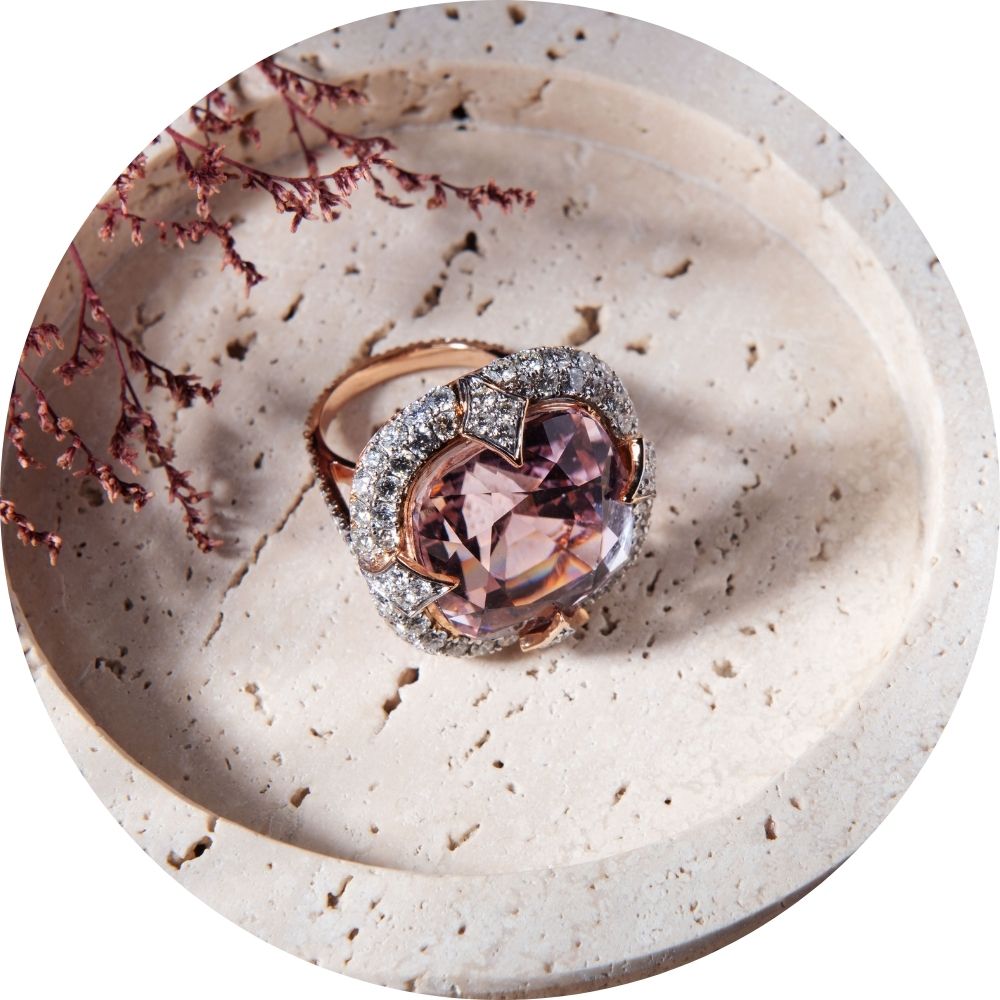 Astria Kunzite Diamond Dual Tone Ring – Zome