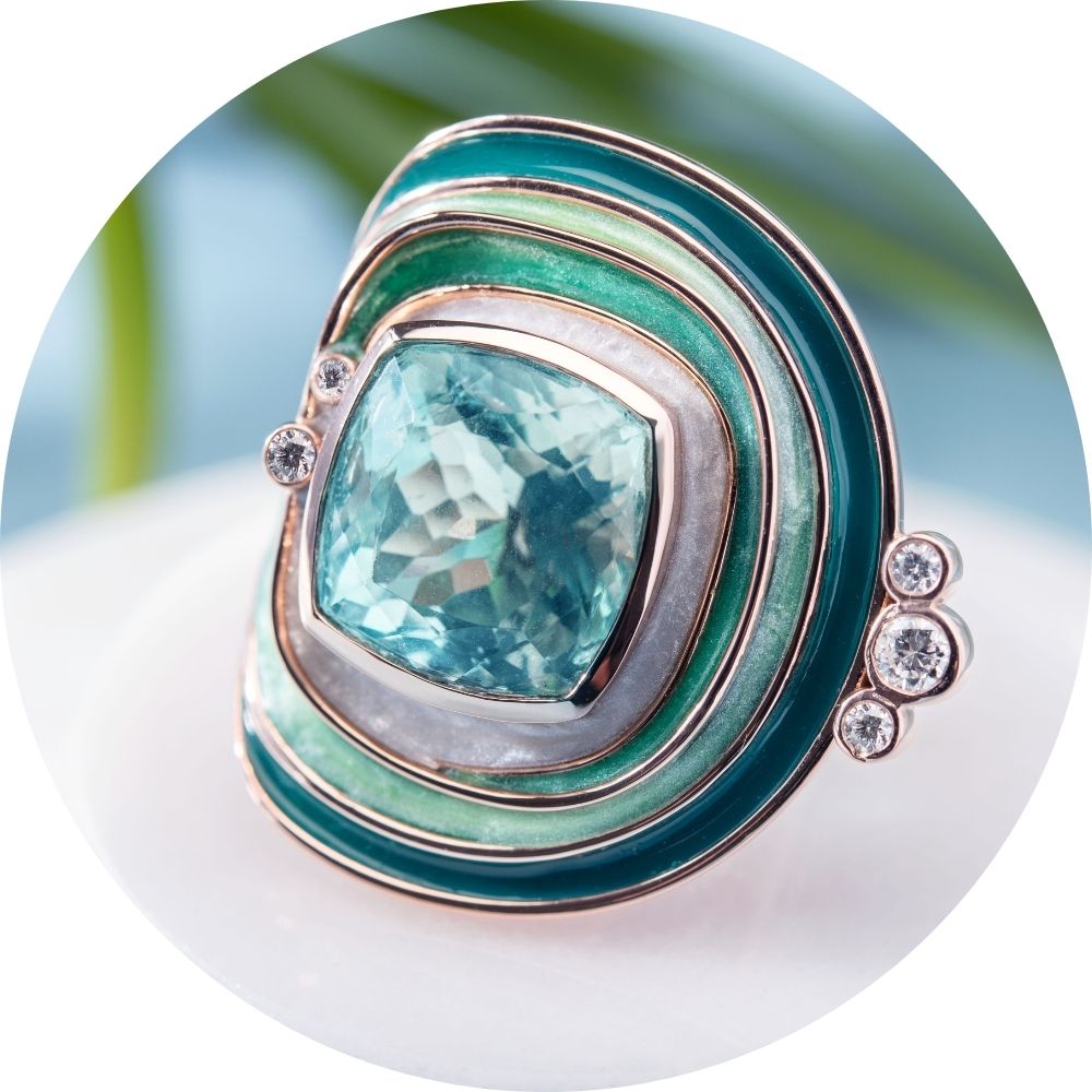 Zeona Fluorite Enamel Diamond Ring – Zome