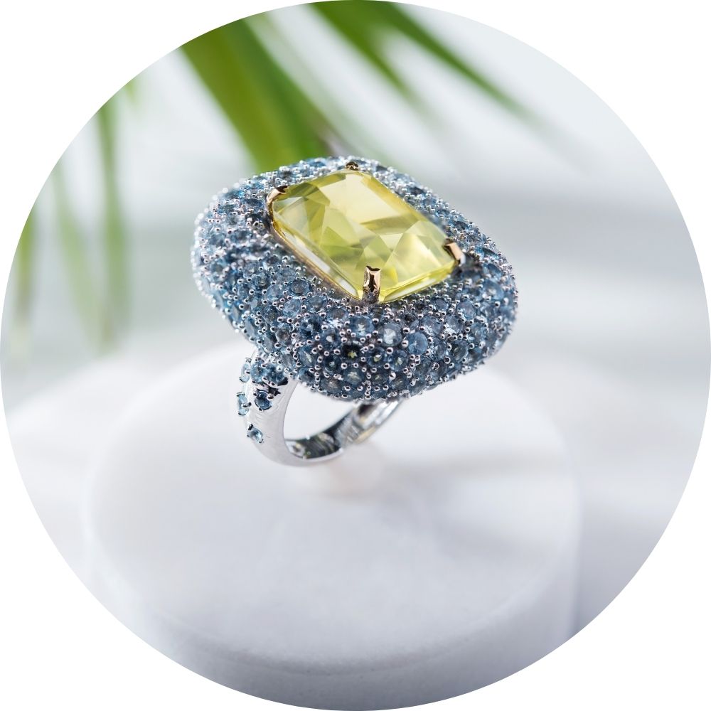Nira Golden Citrine Aquamarine Ring – Zome